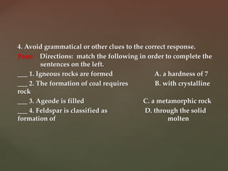 Matching test items | PPTX