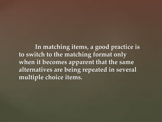 Matching test items | PPTX