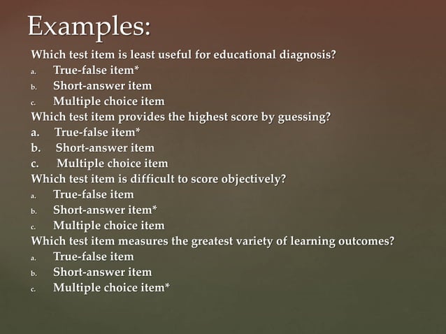 Matching test items | PPTX