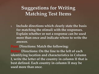 Matching test items | PPTX