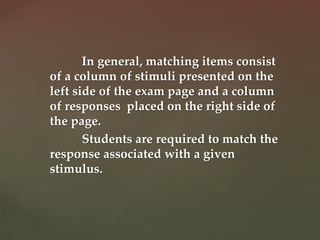 Matching test items | PPT