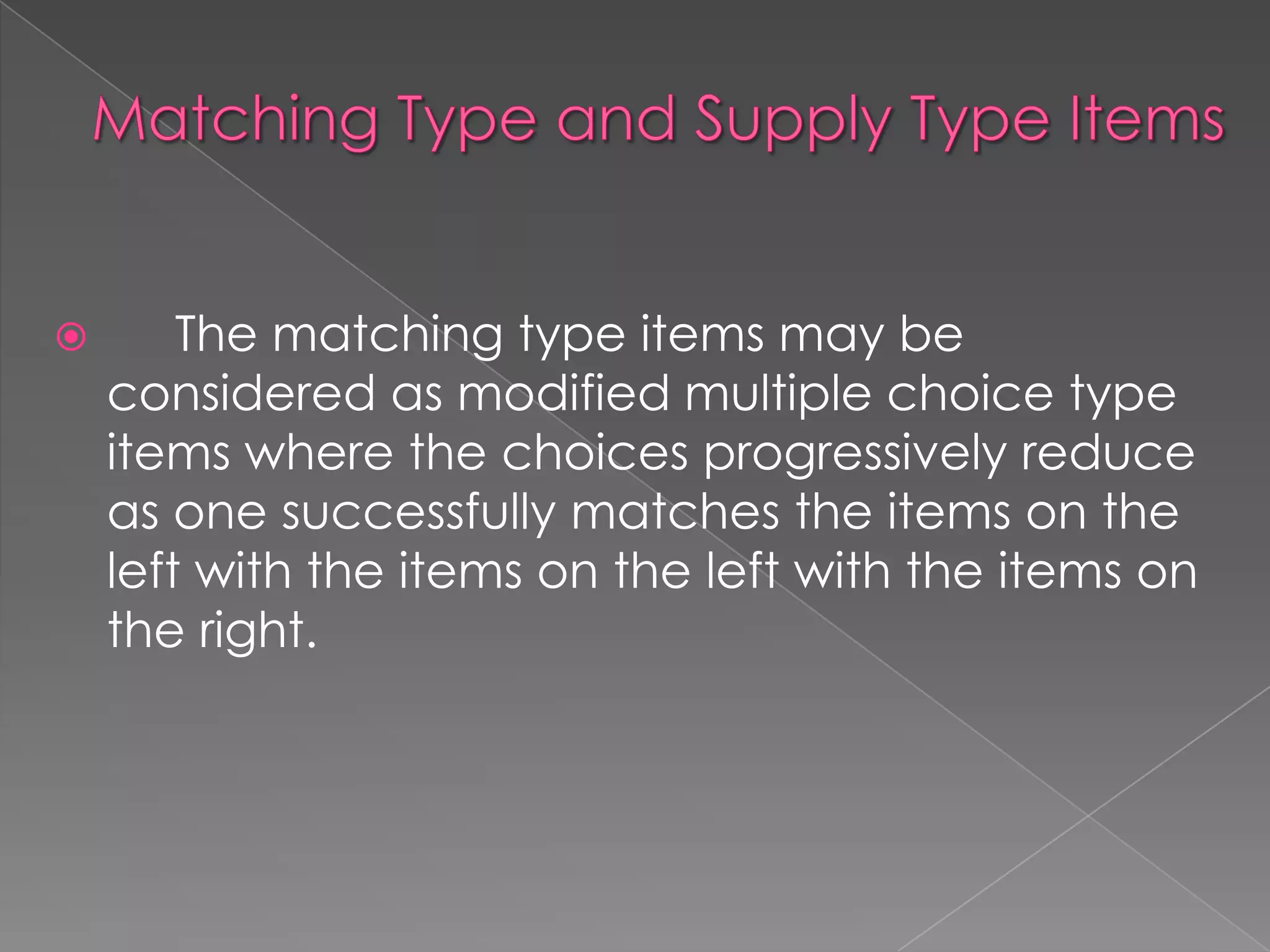 Matching type and supply type items | PPTX