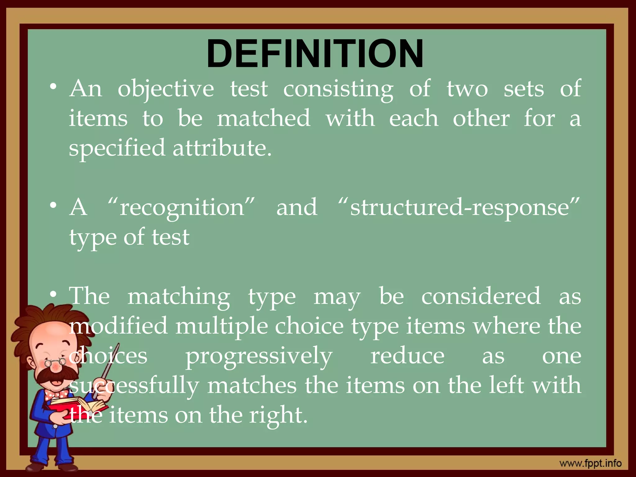 Matching type of evaluation | PPT