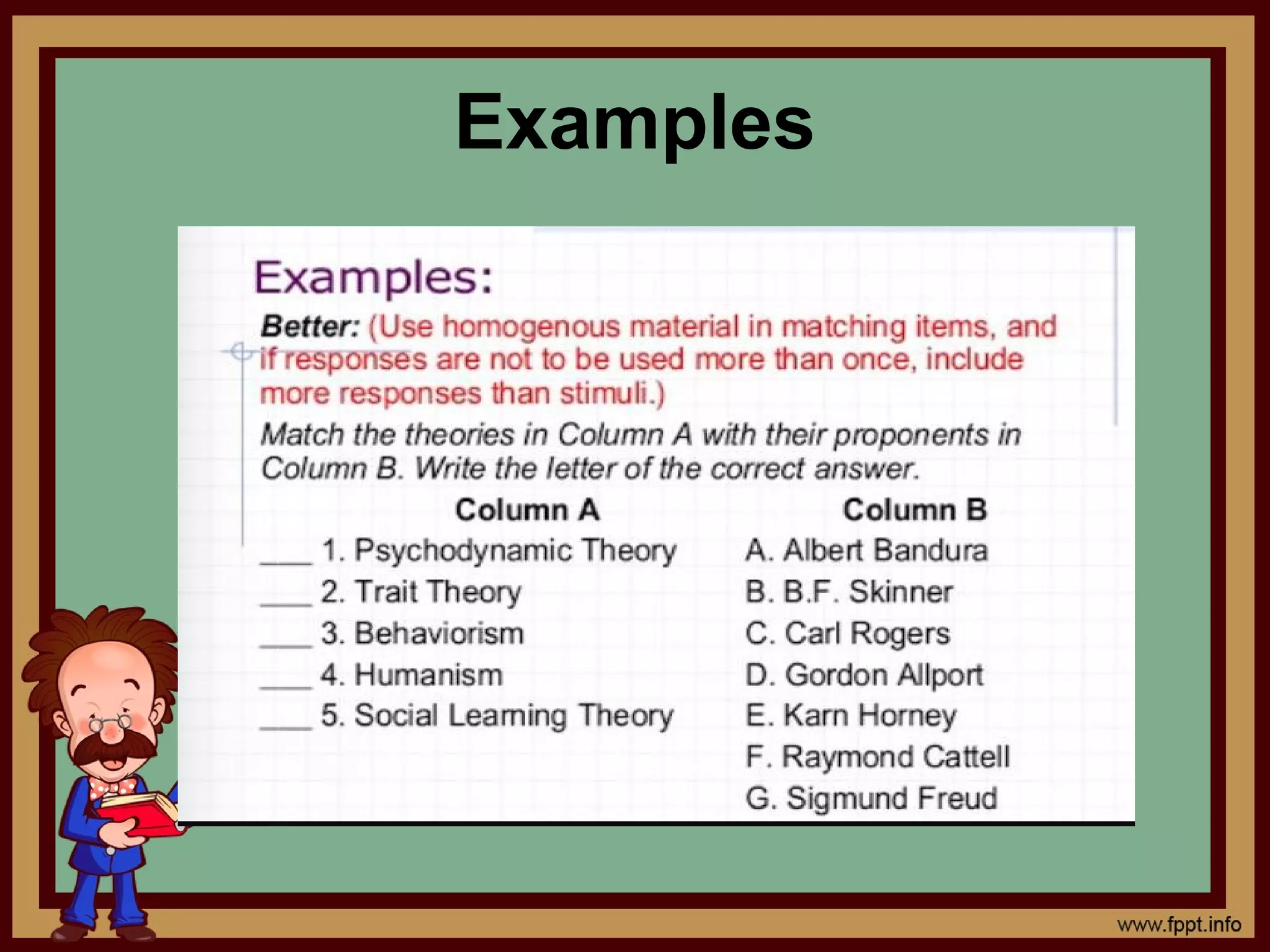 Matching type of evaluation | PPT