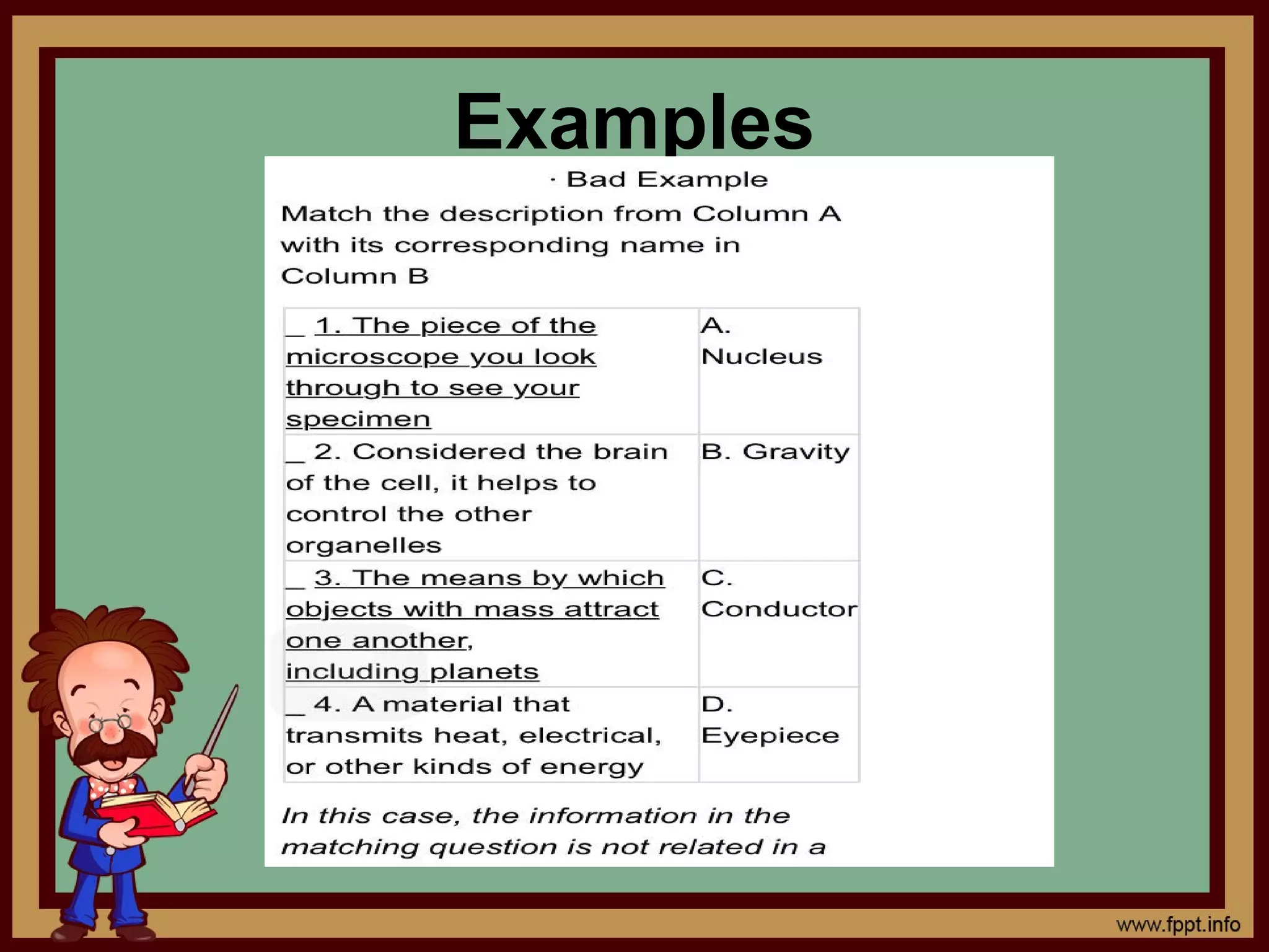 Matching type of evaluation | PPT