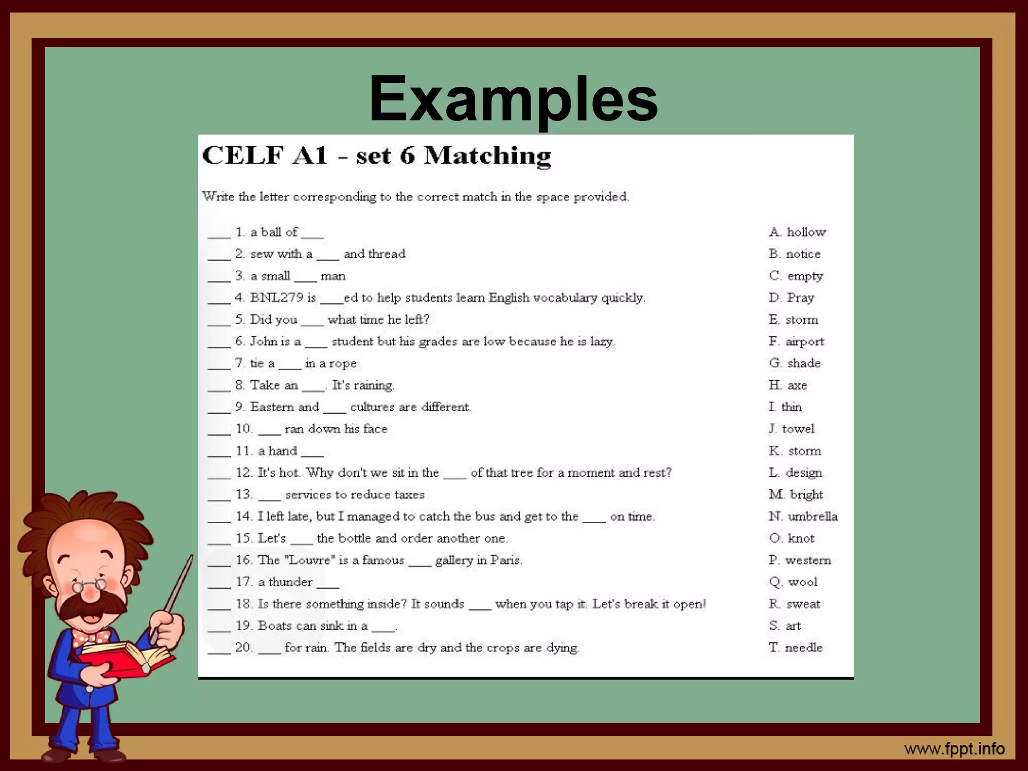 Matching type of evaluation | PPT