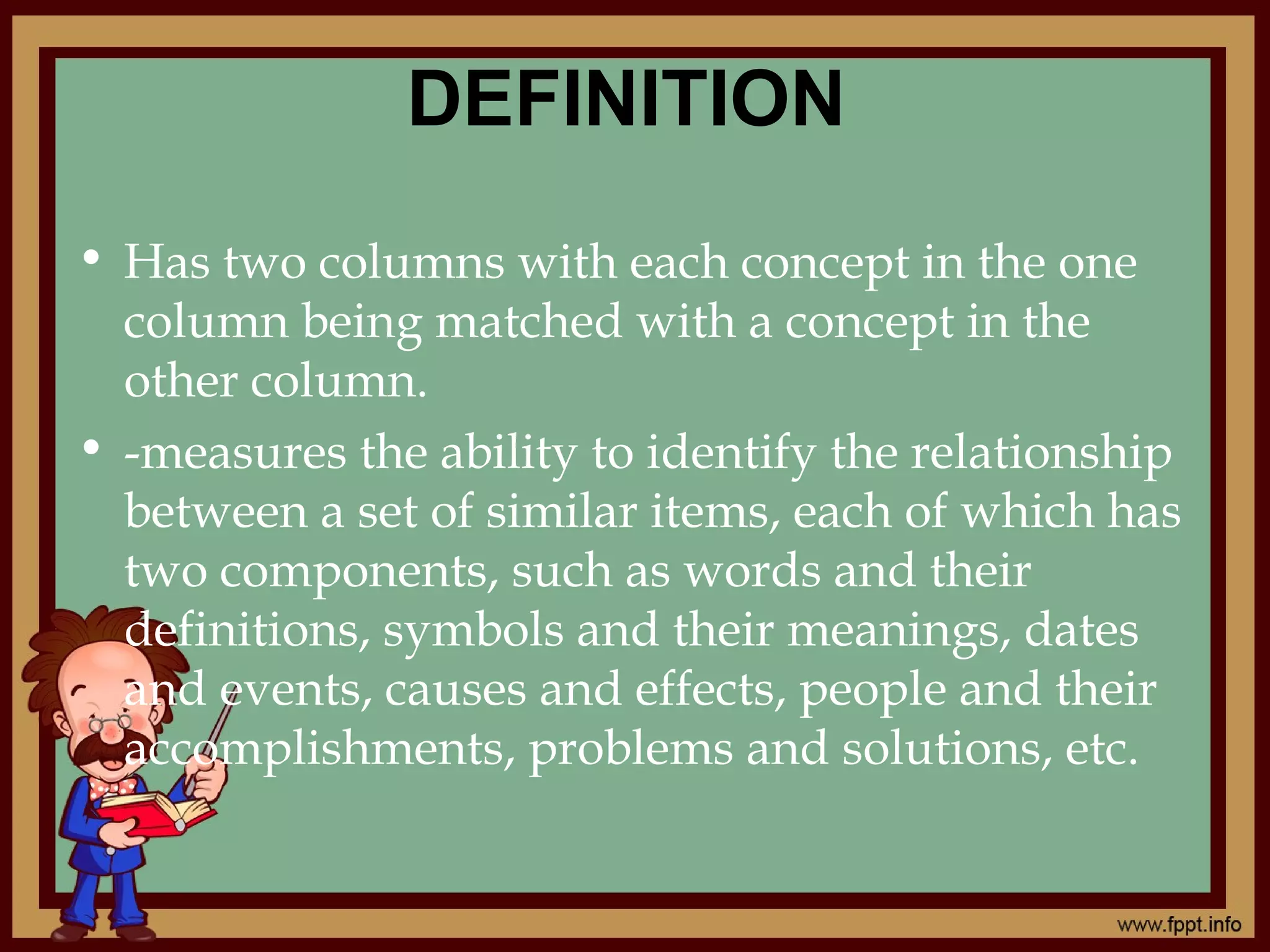 Matching type of evaluation | PPT