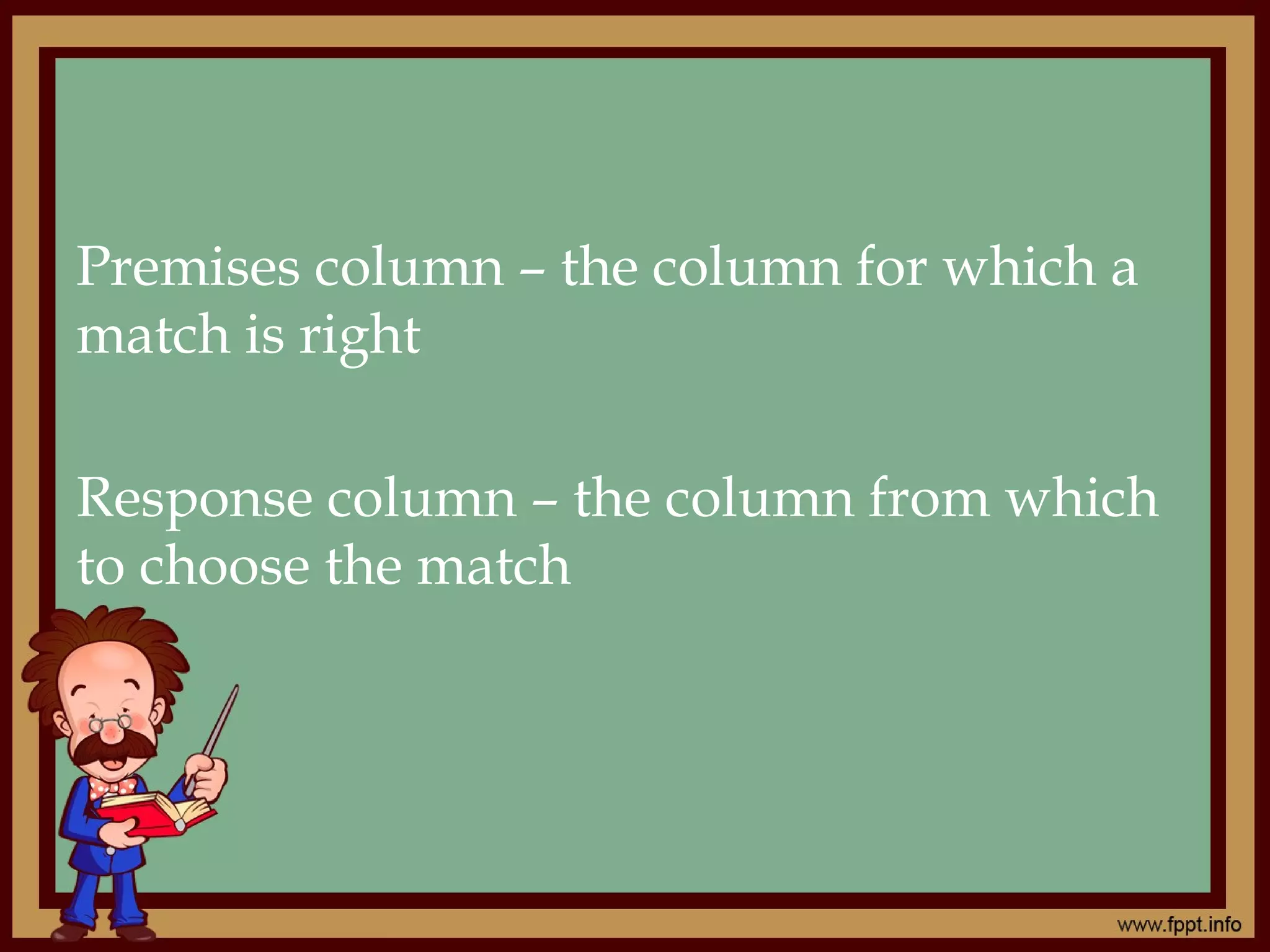 Matching type of evaluation | PPT