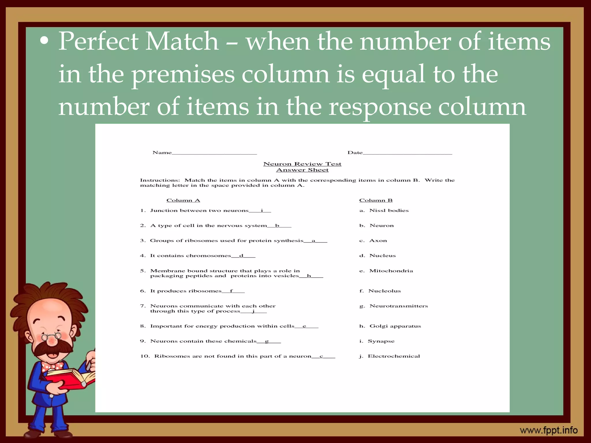Matching type of evaluation | PPT