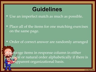 Matching type of evaluation | PPT