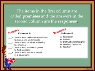 Matching type of evaluation | PPT