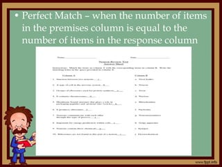 Matching type of evaluation | PPT
