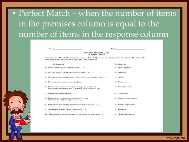 Matching type of evaluation | PPT