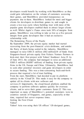 MatchMove Business Model EvolutionIt was January 2014, and Shai | DOCX