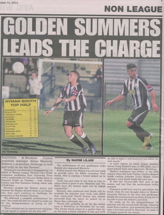 Match report: Tooting & Mitcham United v Hythe Town 11-11-14 | PDF