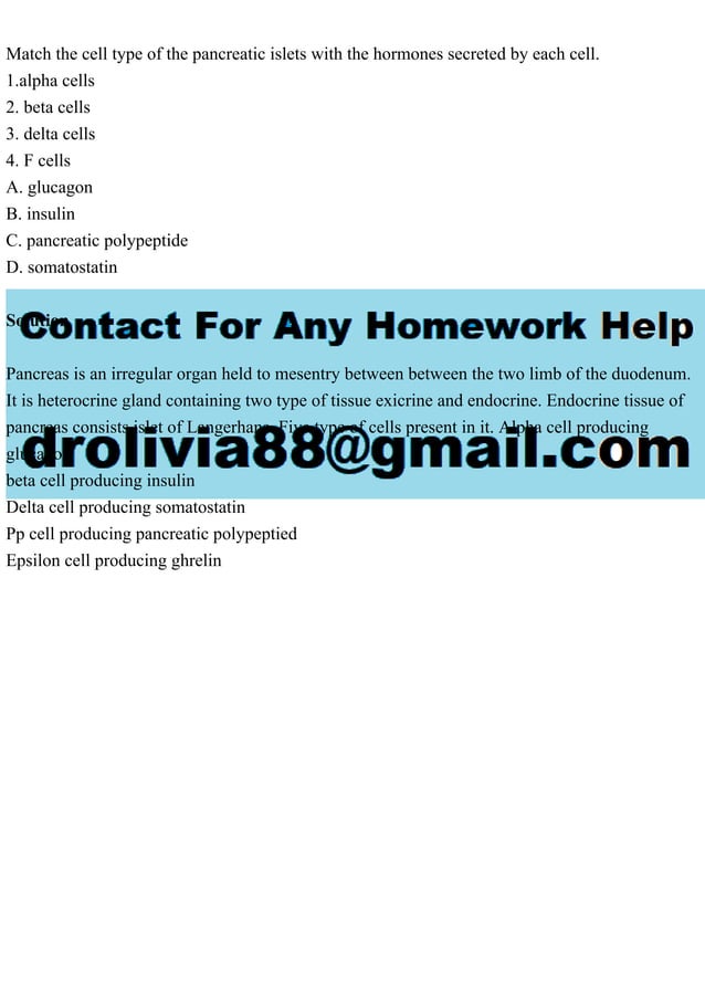 Match the cell type of the pancreatic islets with the hormones secre.pdf