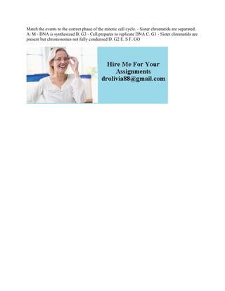 Match the events to the correct phase of the mitotic cell cycle- - Si.docx