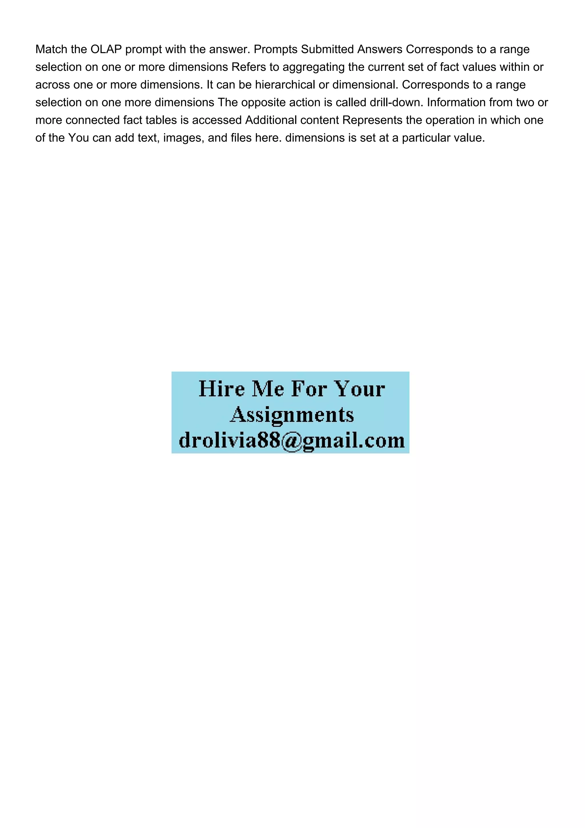 Match the OLAP prompt with the answer Prompts Submitted Ans.pdf