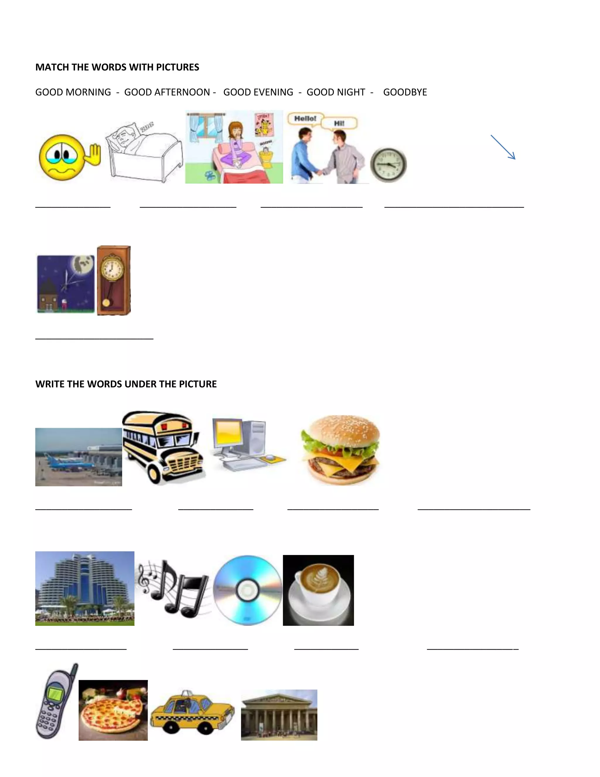 Match the words with pictures | DOCX
