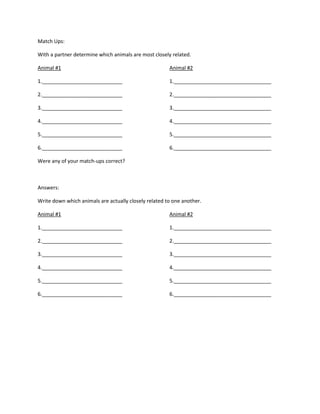 Match ups | DOCX
