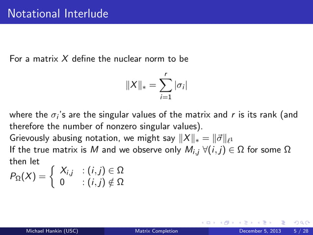 Matrix Completion Presentation | PDF | Physics | Science