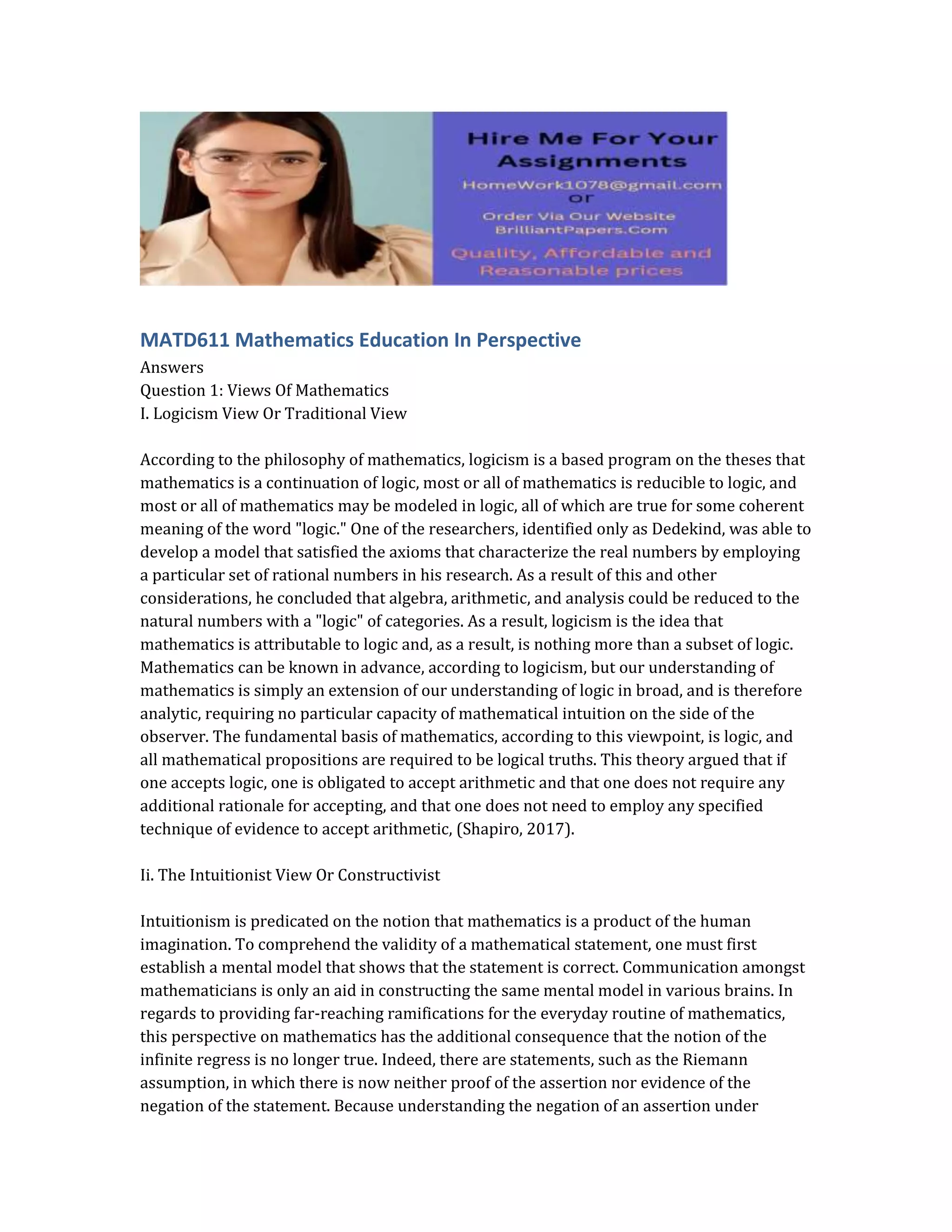 MATD611 Mathematics Education In Perspective.docx