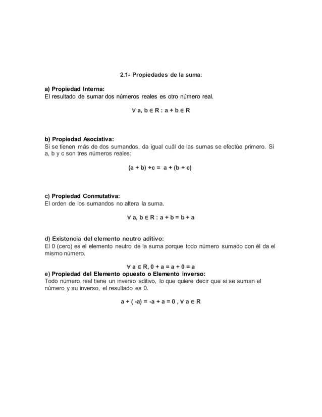 PROPIEDADES DE LA SUMA | PDF