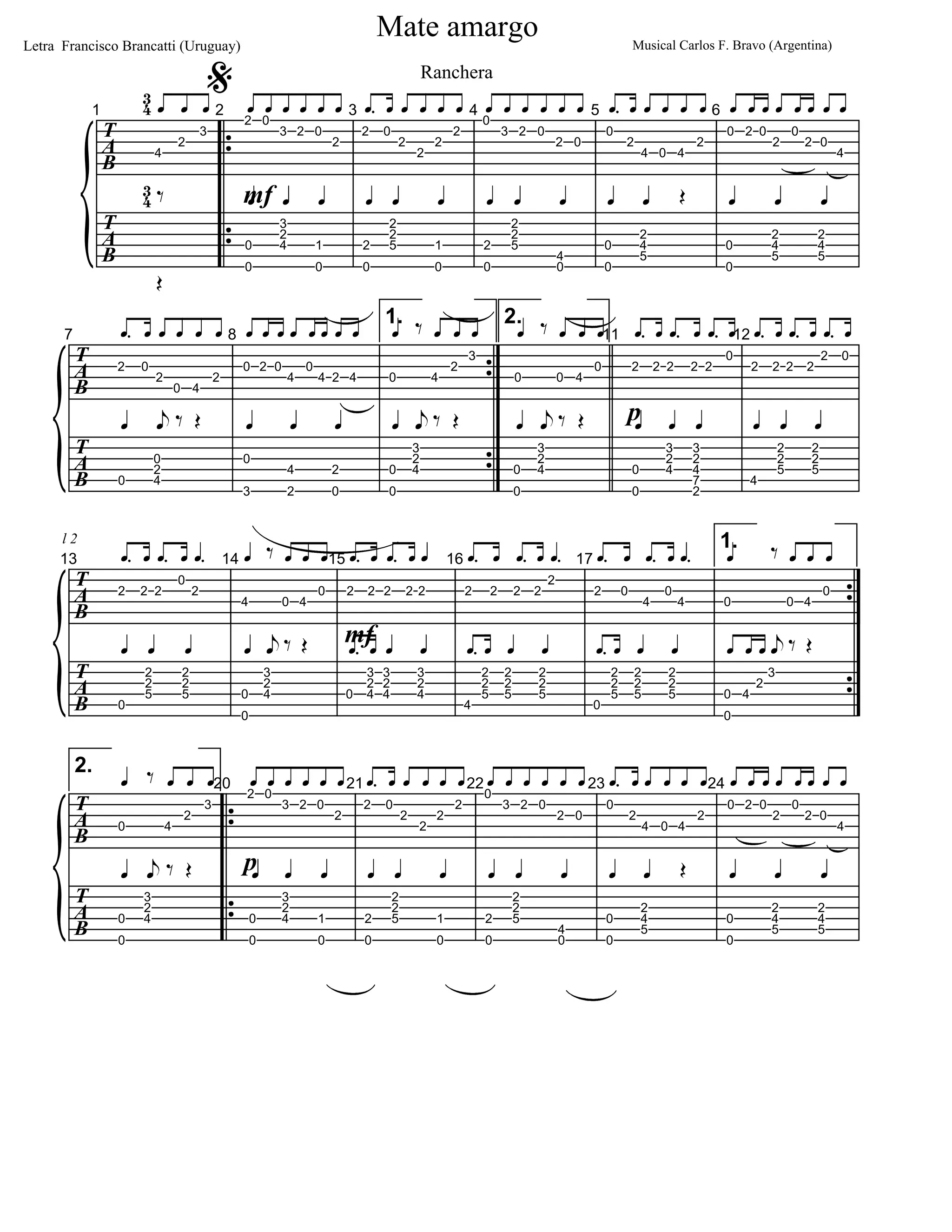 Mate amargo-tablatura | PDF