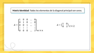 Definiciones de matrices, tipos, ejemplos de cada tipopptx | PPTX