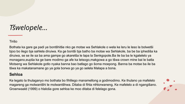 Matebele a ga moletlane AFT 121 Presentations | PPTX