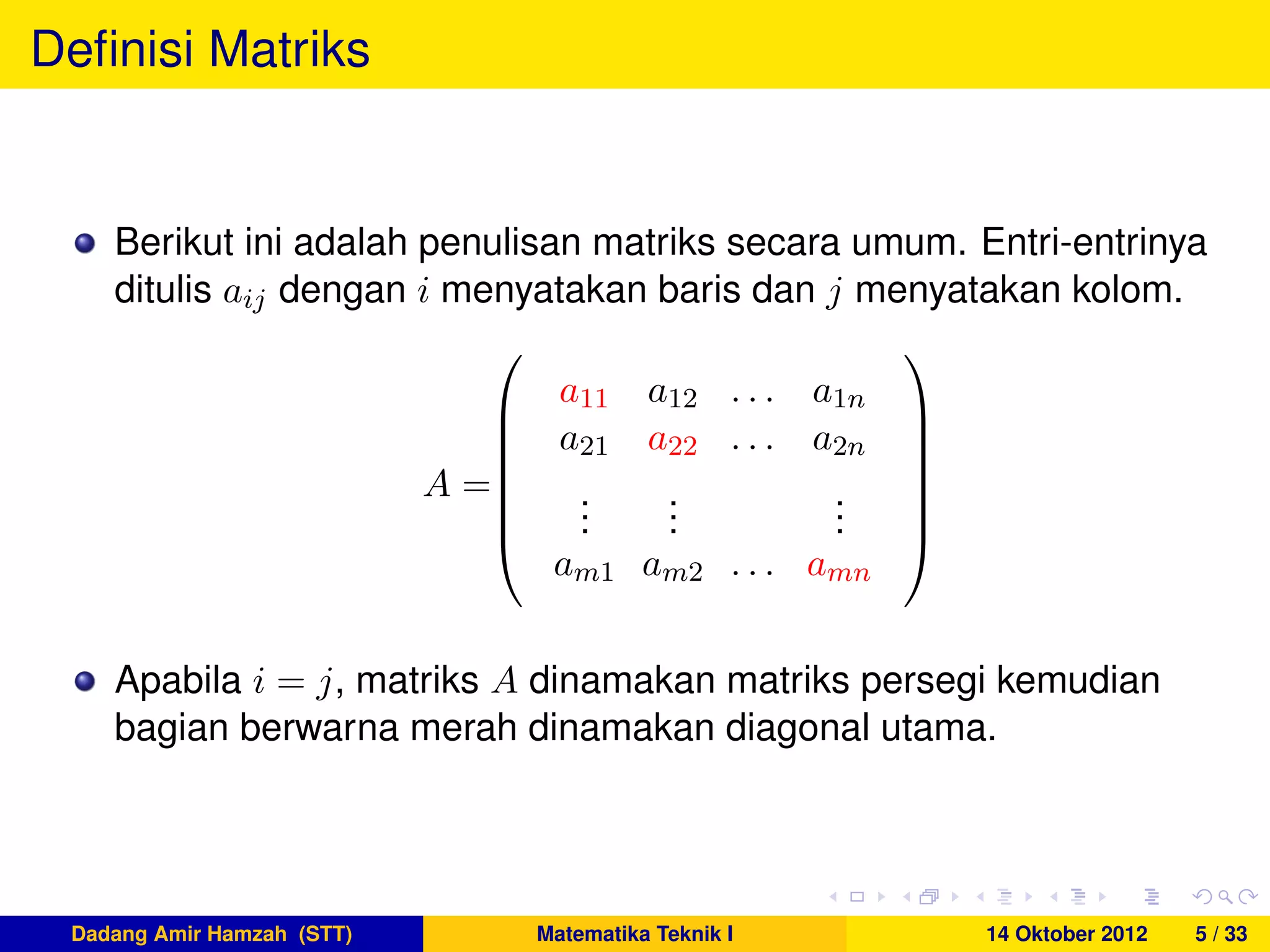 Matematika Teknik 1: Matriks | PDF