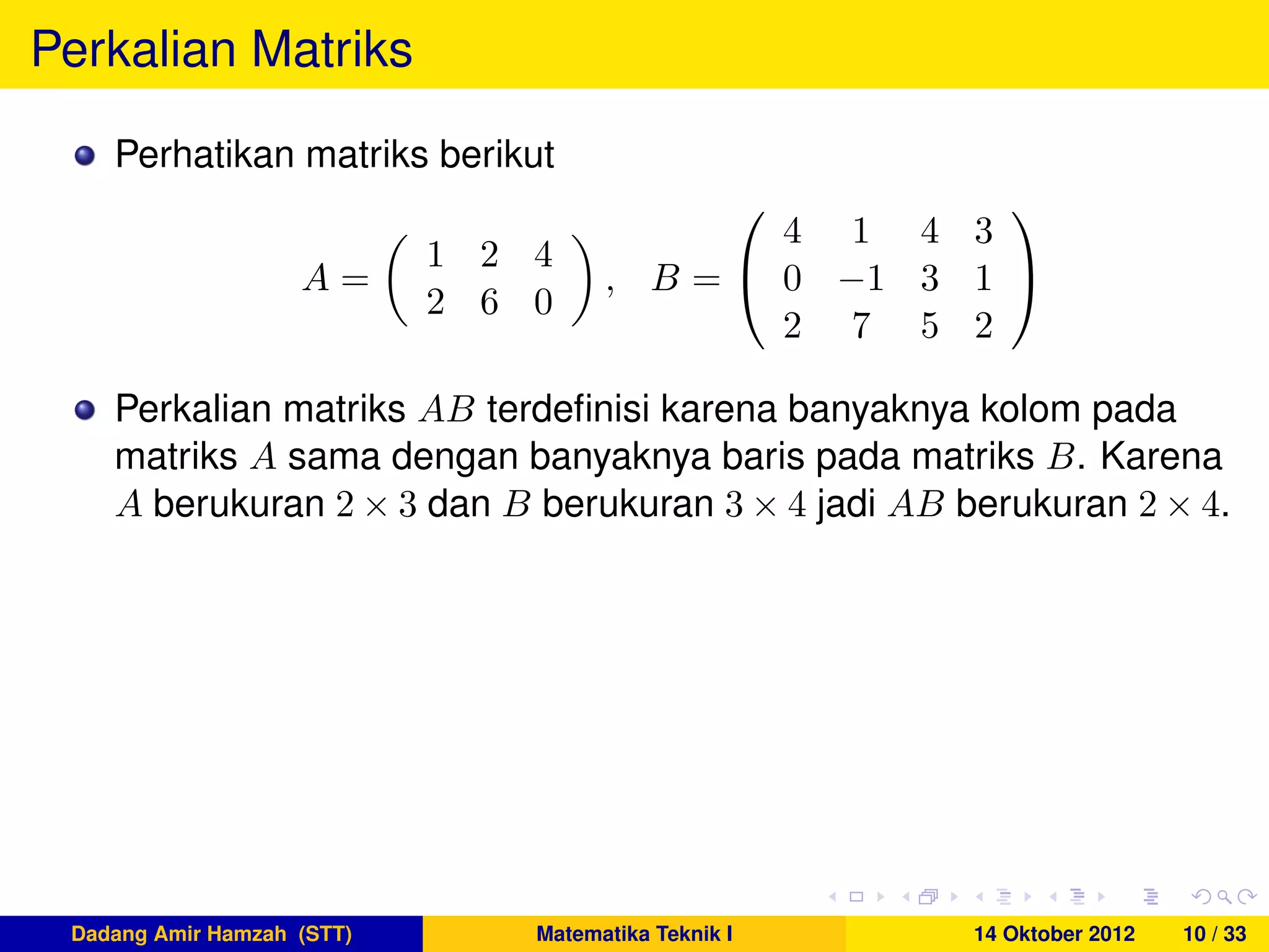 Matematika Teknik 1: Matriks | PDF