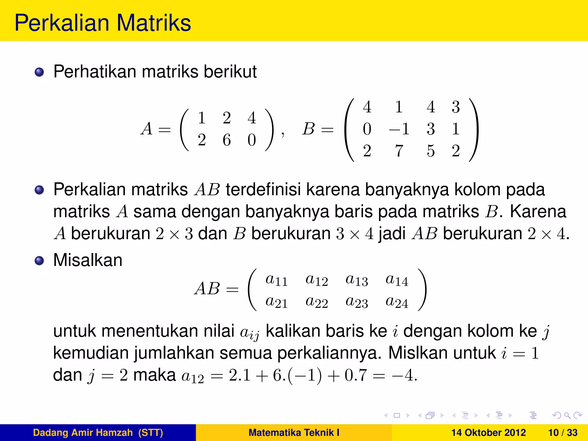 Matematika Teknik 1: Matriks | PDF