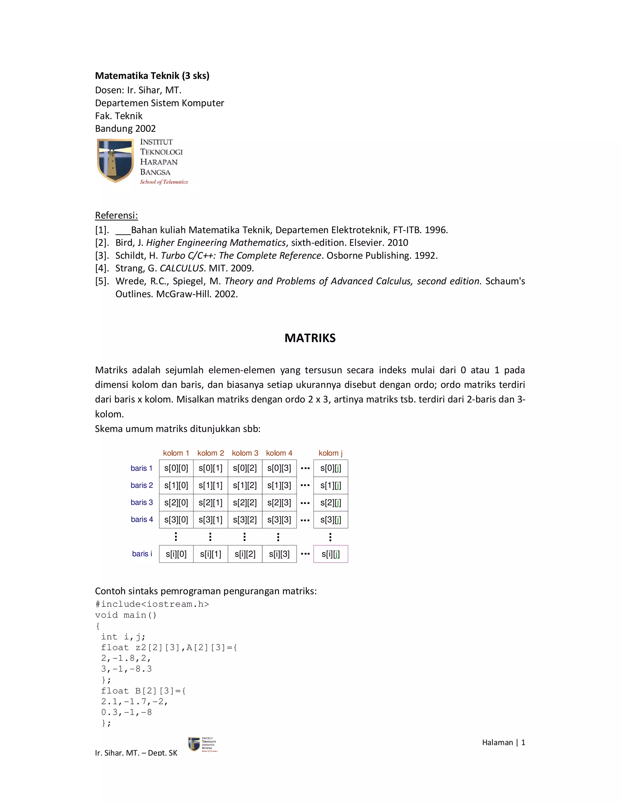 Konsep dan Terapan Matriks | PDF