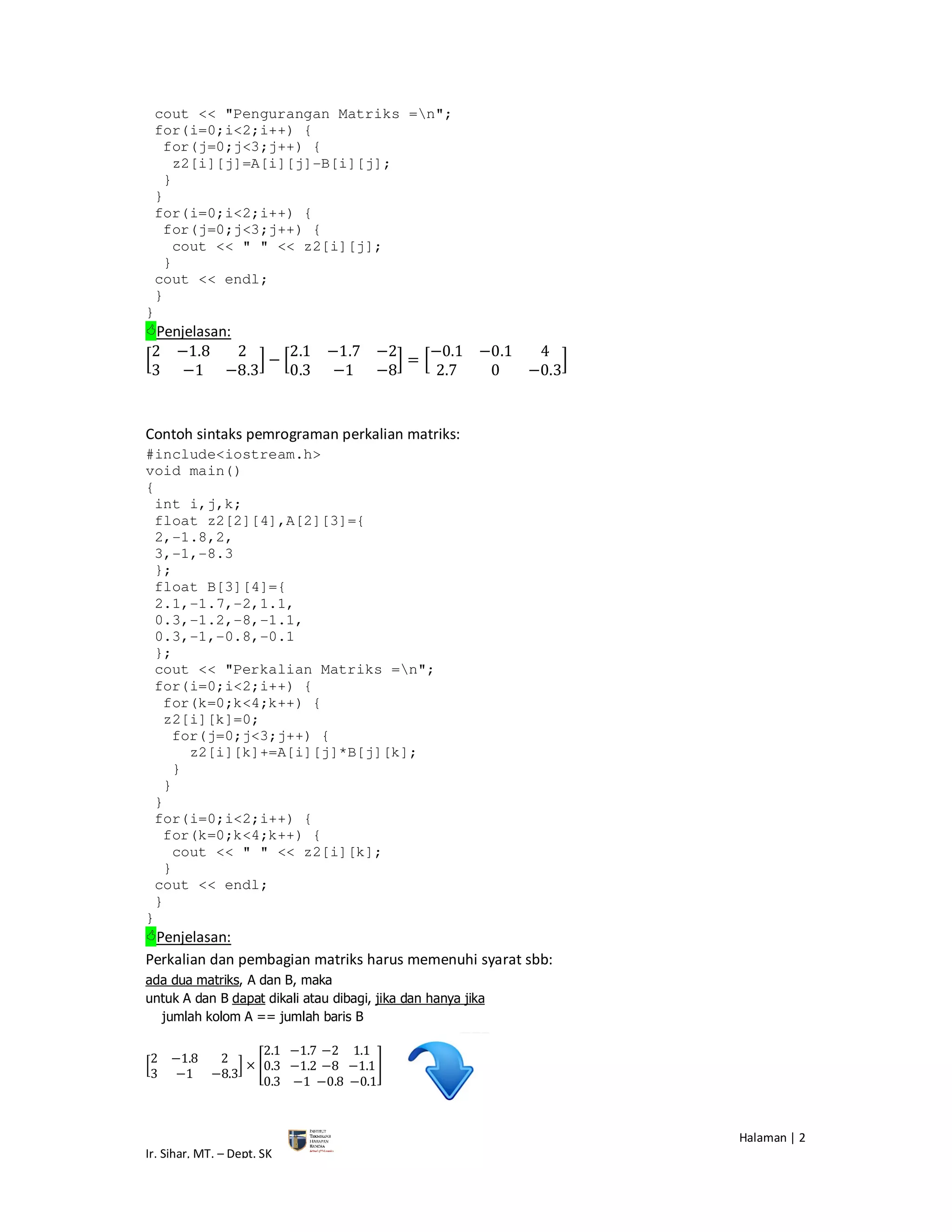 Konsep dan Terapan Matriks | PDF