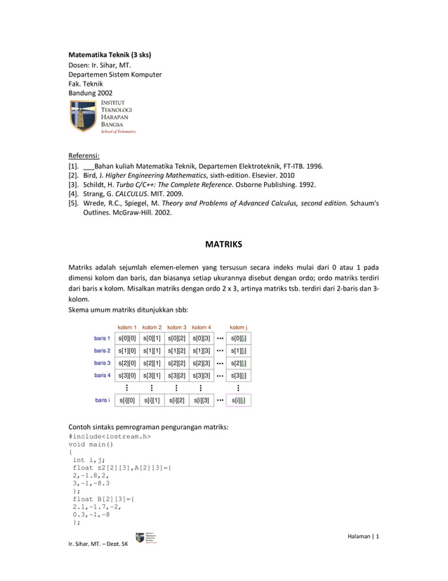 Konsep dan Terapan Matriks | PDF