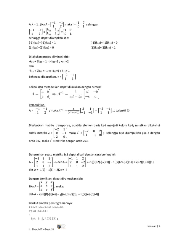 Konsep dan Terapan Matriks | PDF