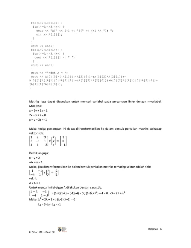 Konsep dan Terapan Matriks | PDF