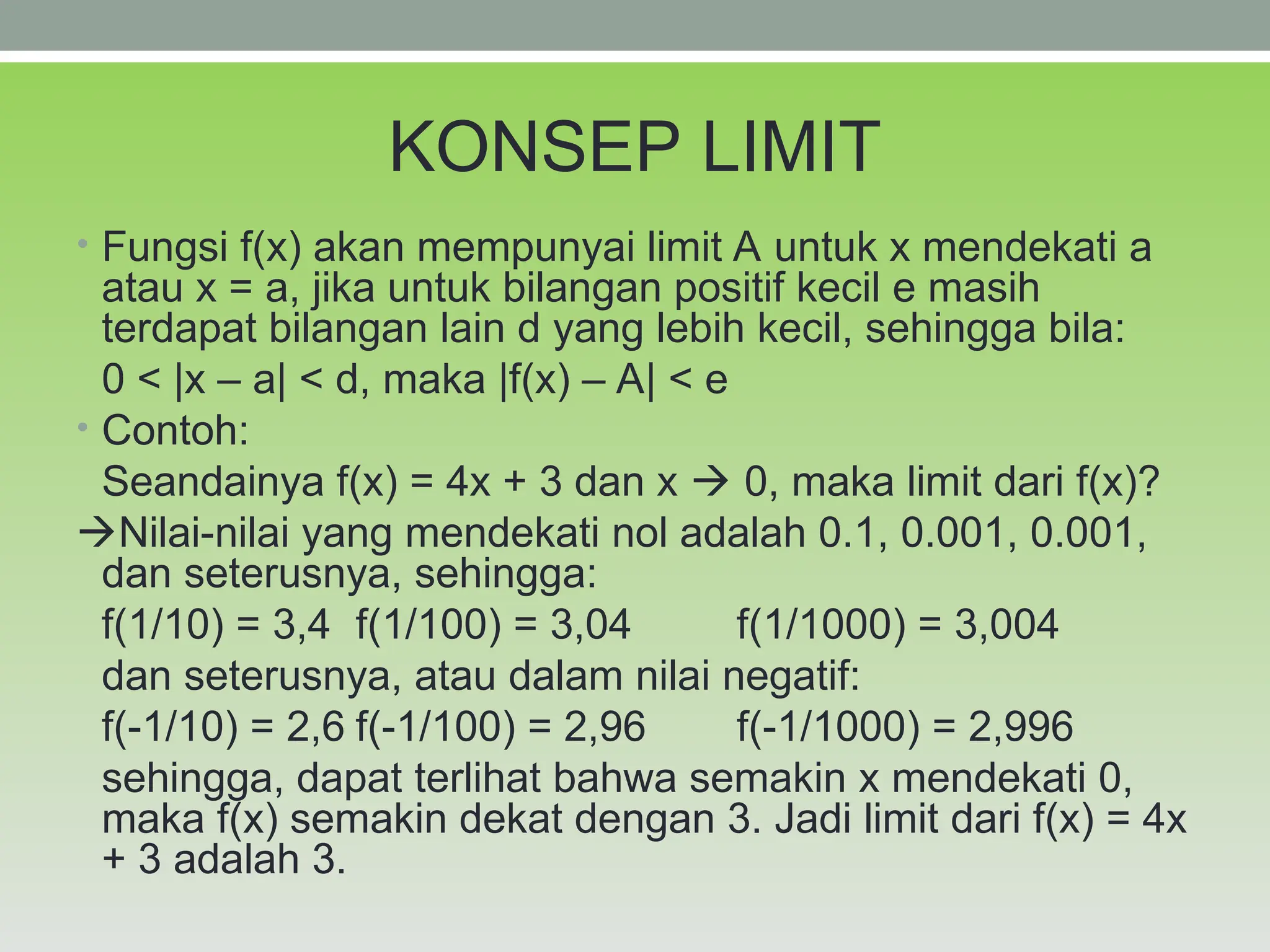 materi matematika ekonomi mengenai limit dan turunan fungsi | PPT