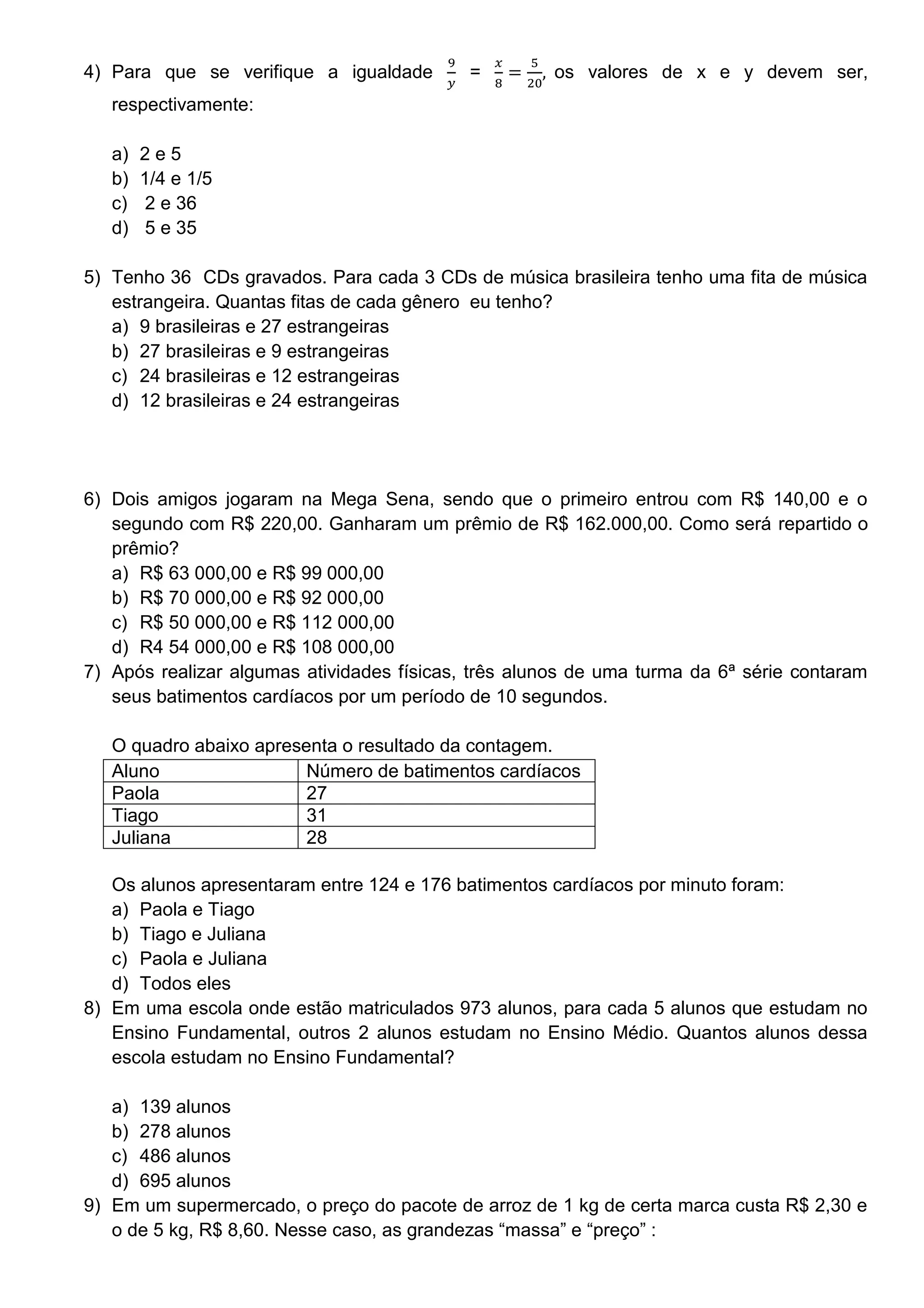 Matematica 6 serie - ef | PDF