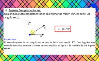Matematica - Conocemos los angulos complementarios y suplementarios ...