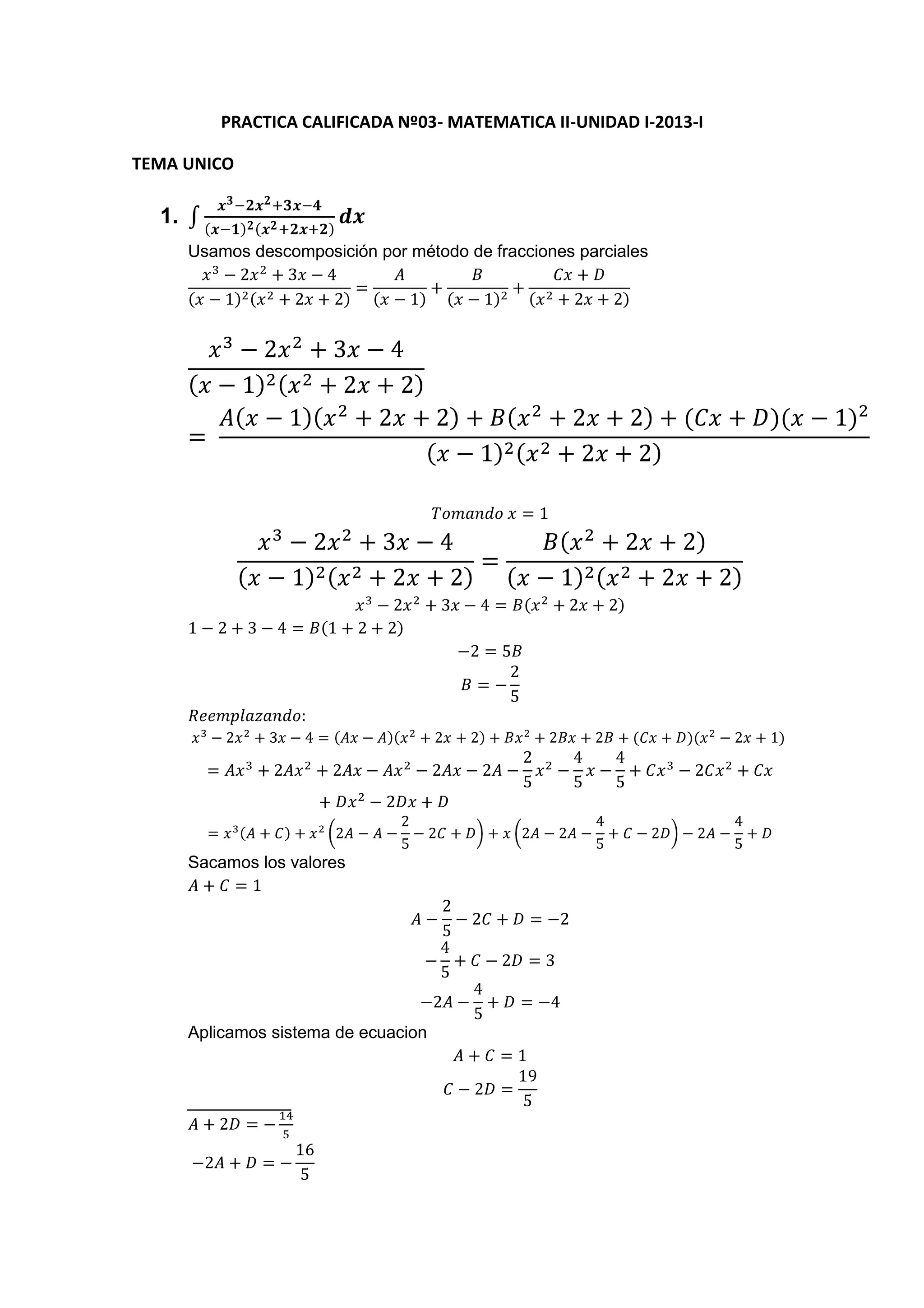 Ejercicios de integrales resueltos | DOCX