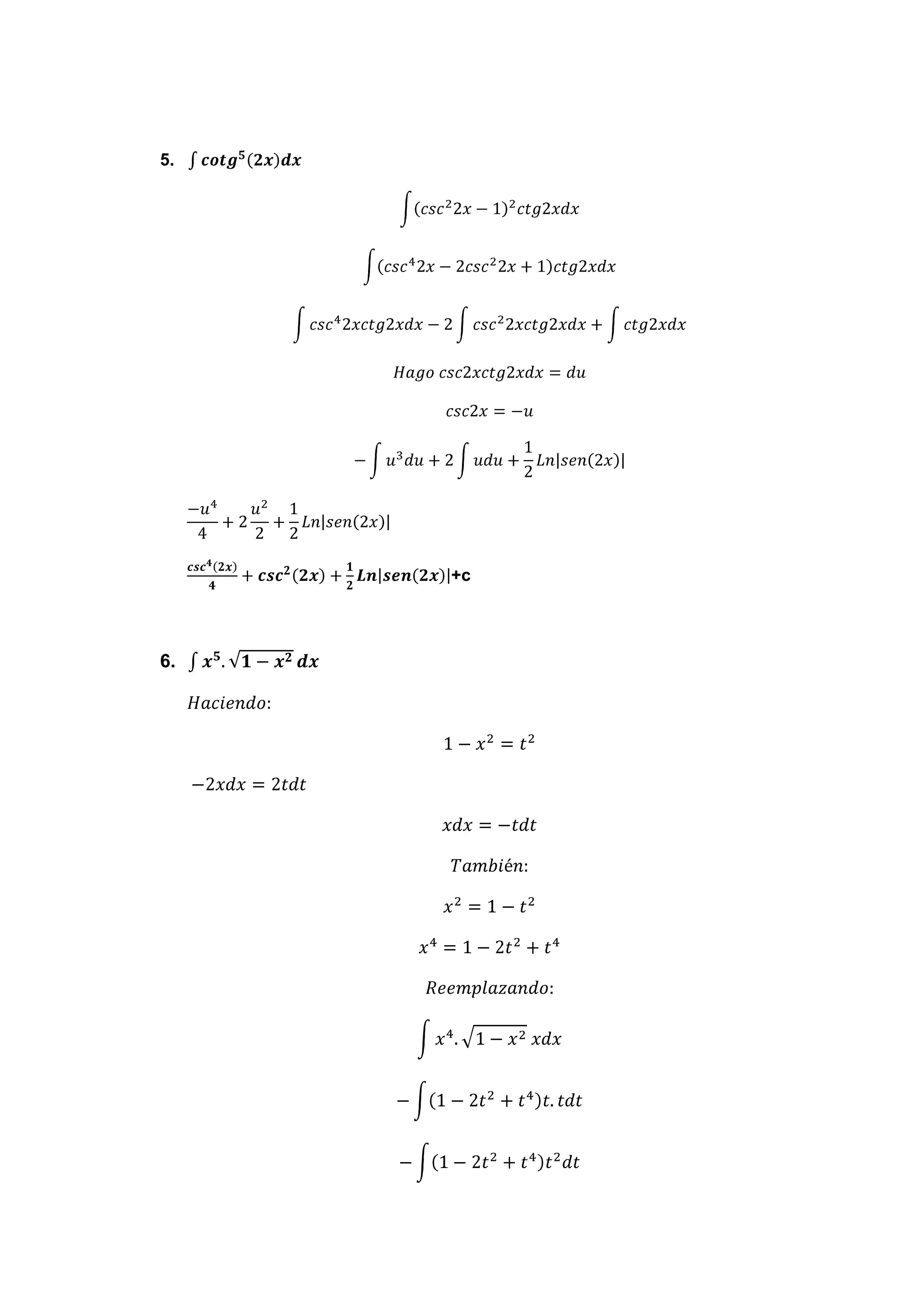Ejercicios de integrales resueltos | DOCX
