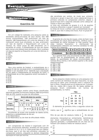 Matematica 3 exercicios gabarito 03 | PDF