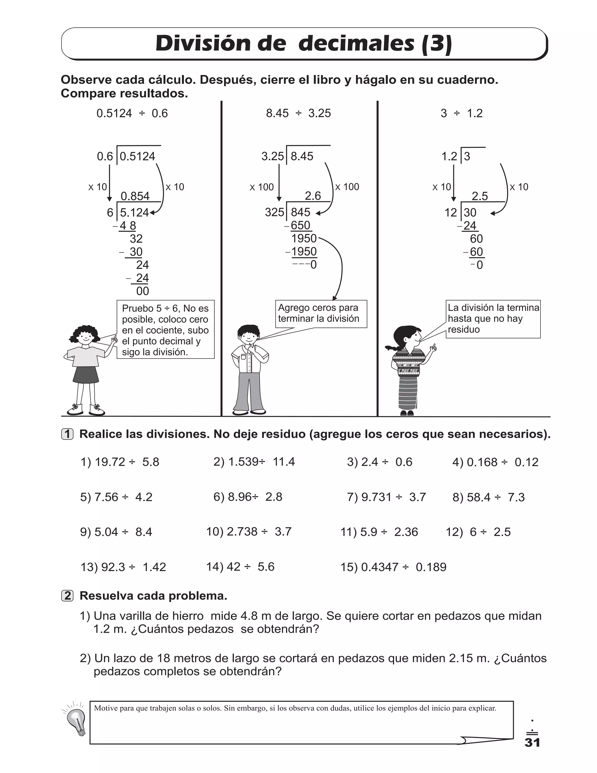 Matematica 6to -_unidad_3_-_division_de_decimales | PDF | Science