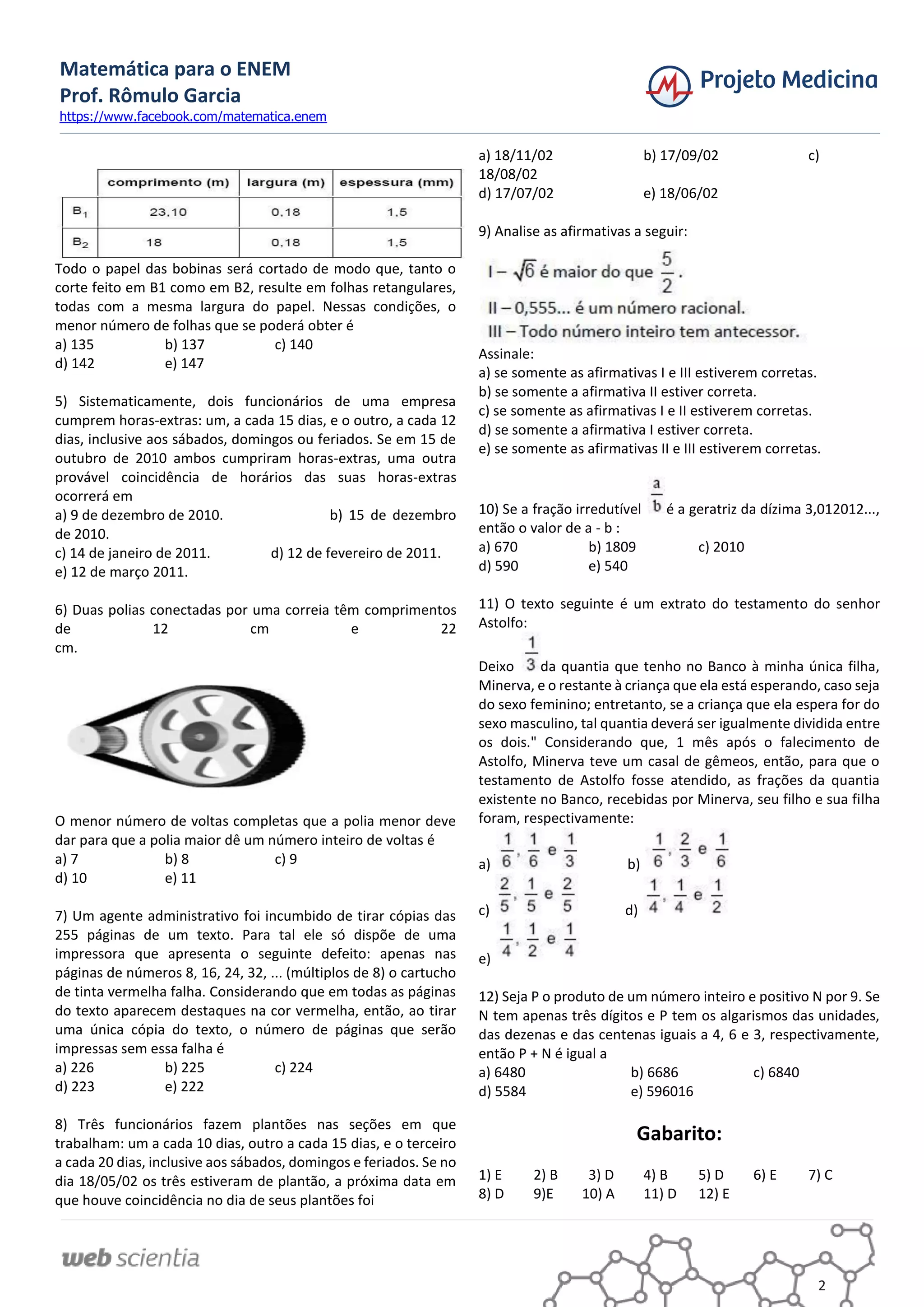 Matematica basica exercicios_mmc_mdc | PDF