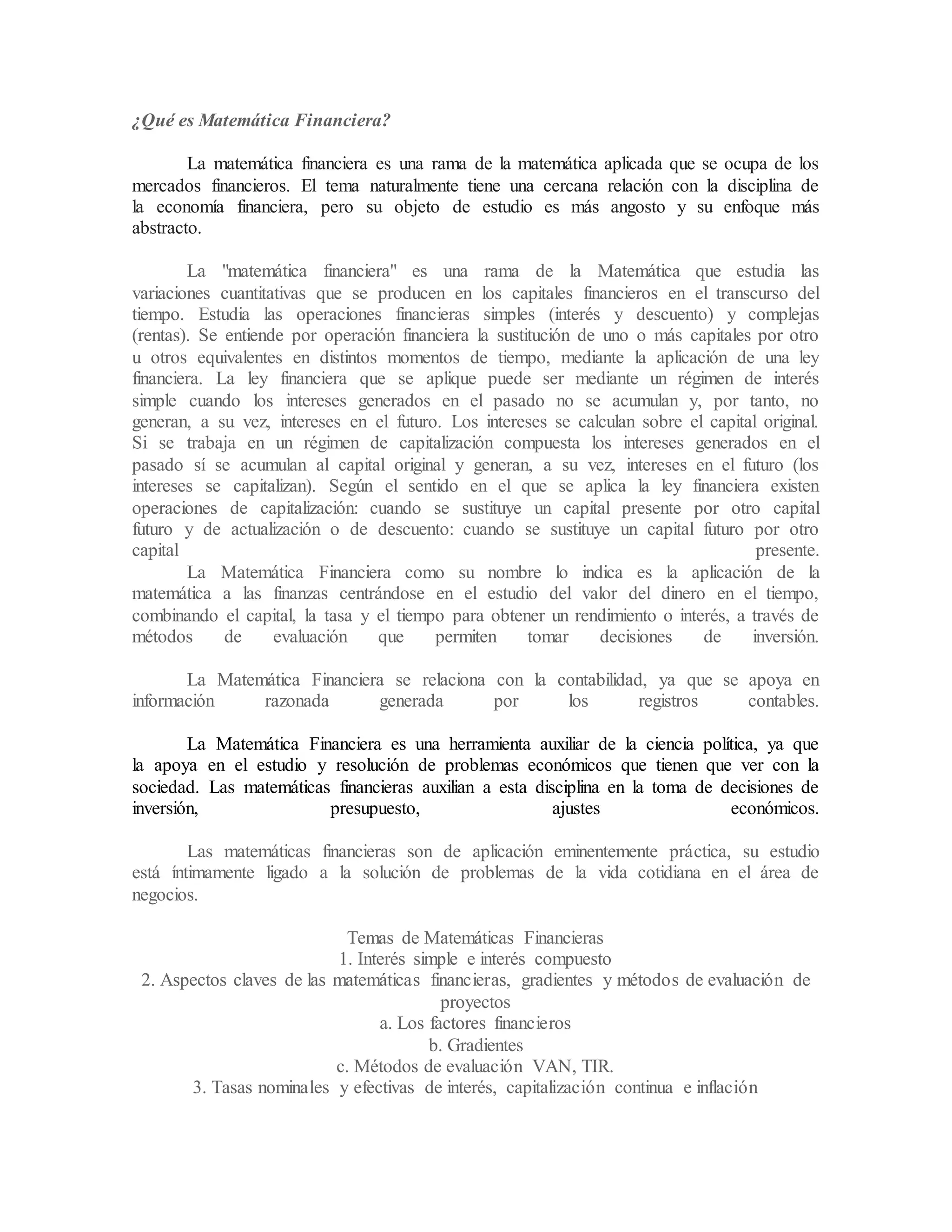Matematica financiera | PDF