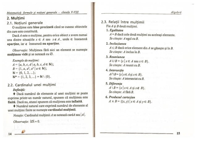 Matematica gimnaziu notiuni generale | PDF