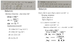 Solucionario de Trigonometria para cuarto de secundaria | PPTX