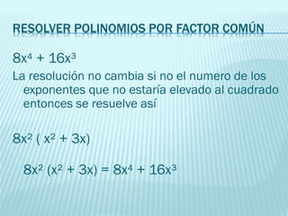 Resolver ecuaciones cuadráticas por factor comun | PPTX